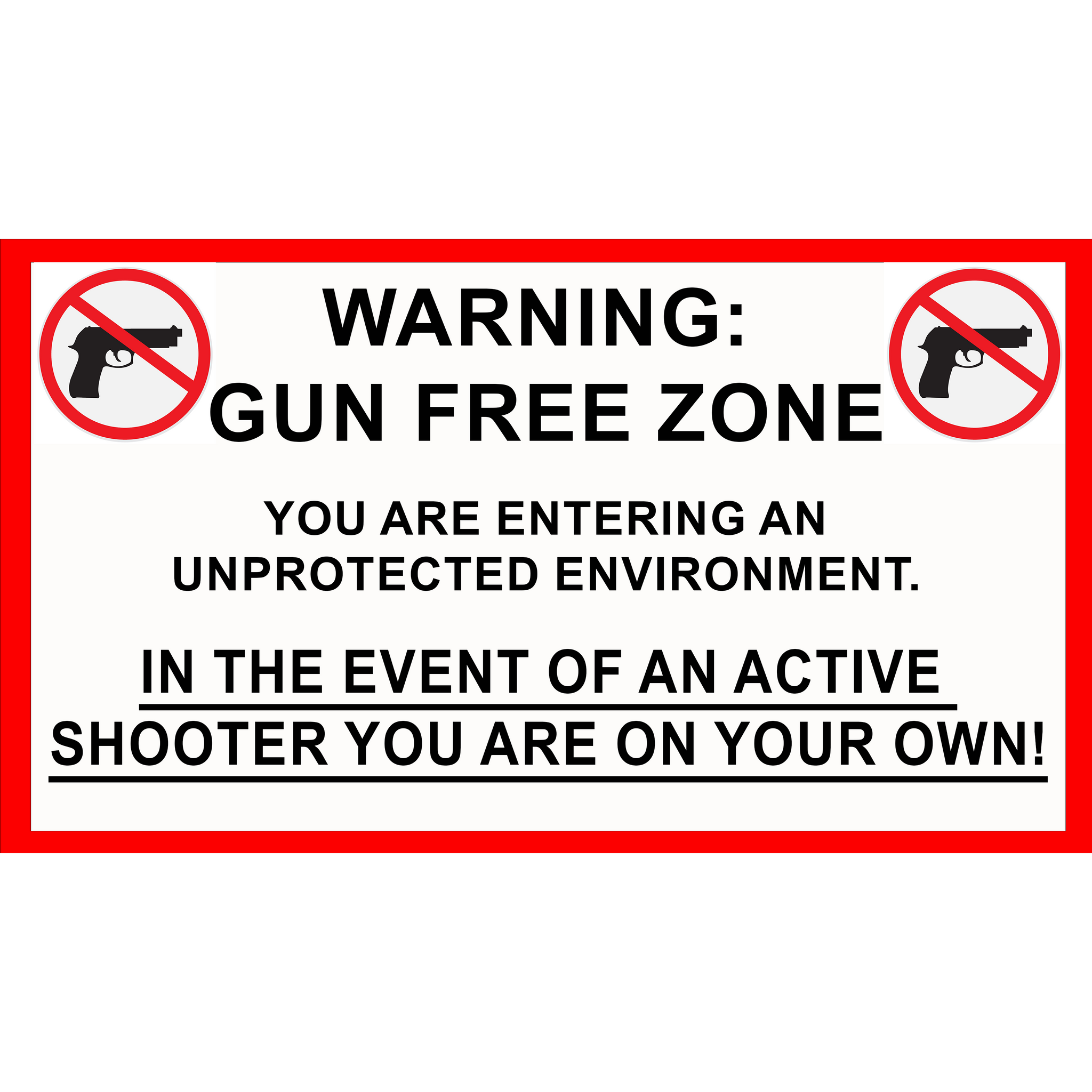 Gun Free Zone Warning Sticker - Fenix Ammunition Swag