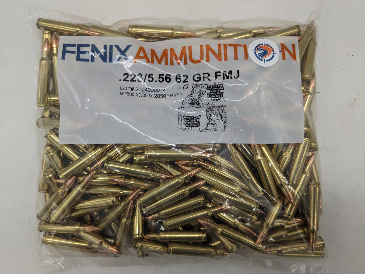 .223 / 5.56mm 62 grain Hornady FMJBT AR-15 ammo - Fenix Ammunition